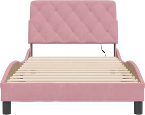 Rám postele s LED bez matrace růžový 100 x 200 cm samet 3213842