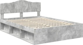 Rám postele s čelo Beton 160 x 200 cm Masivní borové dřevo 3412874