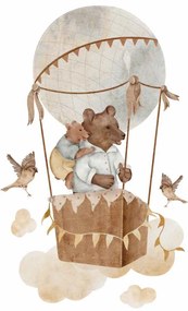 Gario Dětská nálepka na zeď Magical animals - medvídci v balónu a ptáčci