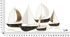 Nástěnná dekorace Mauro Ferretti Boats, 115x5x63 cm, zlatá/černá