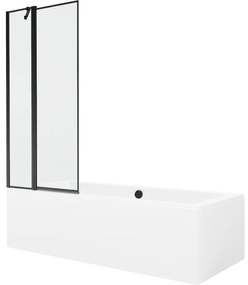 Mexen Cube obdélníková vana 180 x 80 cm s pláštěm 1-křídlovou zástěnou 80 cm, Černý vzor - 550518080X9408117070