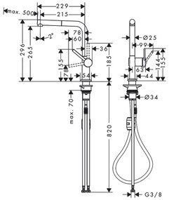 Hansgrohe Talis M54 - Páková kuchyňská baterie 270, vytahovatelný výtok, 1jet, vzhled nerezu 72808800