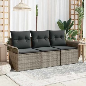 Set pohovek 3 ks 3-Počet míst Šedá polyratan 3345219