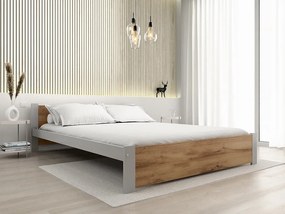 Postel IKAROS 140 x 200 cm, dub artisan/šedá Rošt: S laťkovým roštem, Matrace: Matrace Somnia 18 cm