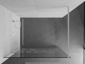 Mexen Kioto, Walk-In sprchová zástěna 80 x 200 cm, 8mm sklo čiré/bílý vzor, bílý profil, 800-080-101-20-85