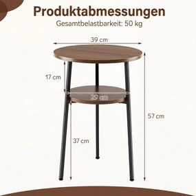 Costway Sada 2 konferenčních stolků kulatý odkládací stolek Ø39 cm s 2 úrovněmi