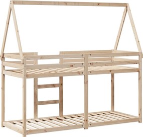 Patrová postel se střechou 80 x 200 cm masivní borové dřevo 3282081