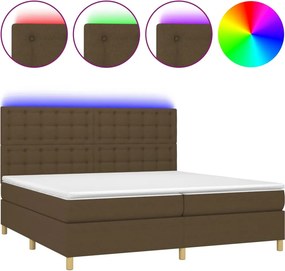 Box spring postel s matrací a LED tmavě hnědá 200x200 cm textil 3135784