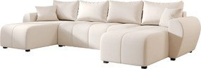 Rozkládací sedací souprava do U SEVIO 311x145 cm, krémová + 2 polštářky ZDARMA