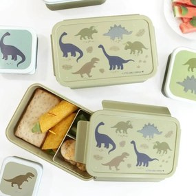 A Little Lovely Company Svačinový box Bento Dinosaurus 1,2 l, zelená barva, plast