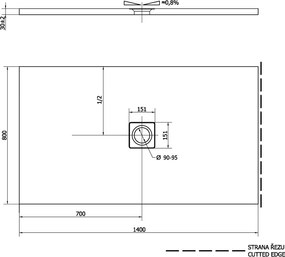 Polysan, FLEXIA sprchová vanička z litého mramoru s možností úpravy rozměru 140x80x3cm, 72900