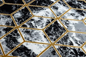 Dywany Łuszczów, Kusový koberec Gloss 409A 82 3D cubes black/gold/grey, 80x150, černobílá, kancelář