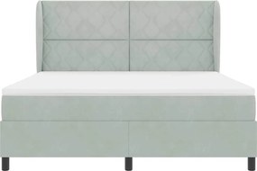 Postel s boxspringem s čelo Světle šedá 200 x 180 cm samet 3340994