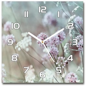 Wallmuralia Skleněné hodiny čtverec Divoké květiny 30x30 cm