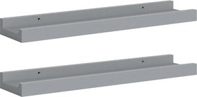 Poličky na zarámované obrázky 2 ks šedé 40 x 9 x 3 cm MDF 323934