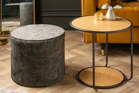 Designový odkládací stolek s taburetem Kiana 55 cm imitace dub