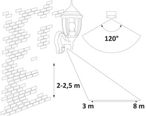 Rabalux 8458 - Venkovní svítidlo s čidlem NIZZA 1xE27/60W/230V