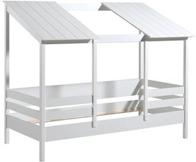 Bílá dřevěná dětská postel Vipack Housebed 90 x 200 cm s otevřenou střechou II.