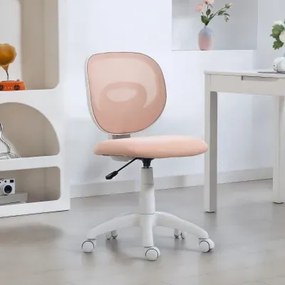 HOMCOM Kancelářská židle, ergonomická židle s C-tvarovanou opěrkou zad, výškově nastavitelná, růžová