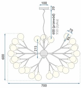 Toolight Stromová závěsná lampa 27 APP590-CP Černá