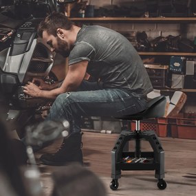 Costway Výškově nastavitelná dílenská stolička nosnost 150 kg s podnosem
