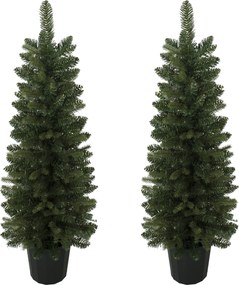 HOMCOM Sada 2 umělých vánočních stromků, 120 cm, jedle jako vstupní prostor s 170 větvemi, základ květináče, zelený
