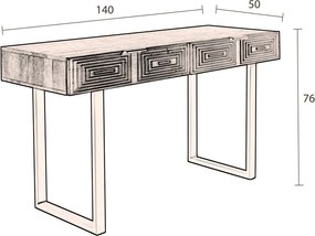 Konzolový stolek s deskou z mangového dřeva Dutchbone Volan, délka 140 cm