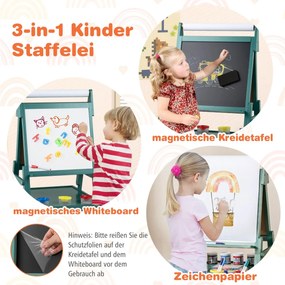 Costway Dětská tabule 3 v 1 s papírovou rolí a magnetickou tabulí a bílou tabulí