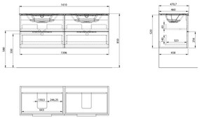 Sapho Sapho, CIRASA umyvadlová skříňka 139,6x52x46cm, bílá lesk, CR141-3030-21