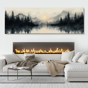 Obraz na plátně - Jehličnatý les v mokřadech FeelHappy.cz Velikost obrazu: 120 x 40 cm