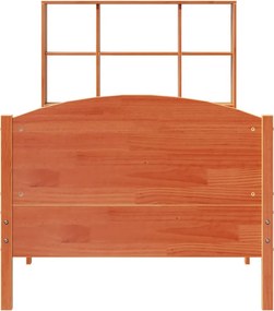 Postel s knihovnou bez matrace hnědá 100x200 cm masiv borovice 3323121