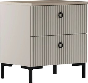 Noční stolek, šedohnědá Taupe/dub silverjack, DOMCA 2S