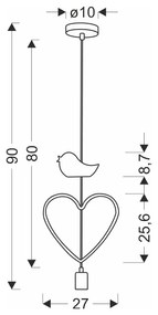 Bílo-růžové dětské svítidlo s kovovým stínidlem Single – Candellux Lighting