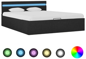 vidaXL Rám postele s úložným prostorem LED tmavě šedý textil 140x200cm