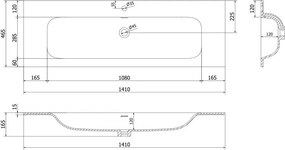 Mexen Rivel, koupelnová skříňka 140 cm s umyvadlem Vela, 1 zásuvka, drážkovaná, grafitová matná/bílá matná, 91A20-14023-1-BF66-W23M0