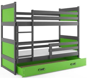 Dětská patrová postel RICO 200x90 cm Zelená Šedá