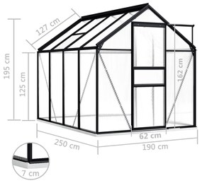 Skleník s podkladovým rámem antracitový hliník 4,75 m² - Default Title