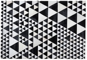 Černo-bílý kožený koberec 140x200 cm ODEMIS Beliani