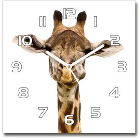 Wallmuralia Skleněné nástěnné hodiny čtverec Žirafa 30x30 cm
