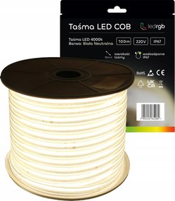 Led pásek Neon Cob 220V 230V 100m 4000K Bílý Neutrální Vodotěsný IP67