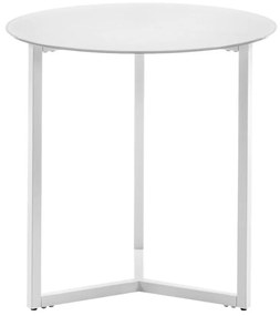 OnaDnes -20% Bílý skleněný kulatý odkládací stolek Kave Home Raeam 50 cm