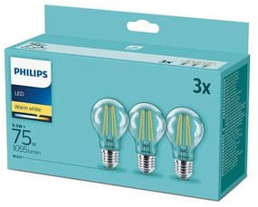 SADA 3x LED Žárovka Philips E27/8,5W/230V 2700K