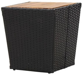 Čajový stolek černý 41,5x41,5x43 cm polyratan a masivní akácie - Default Title
