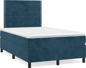 Box spring postel s matrací tmavě modrá 120 x 200 cm samet 3142957