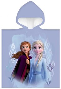 CARBOTEX - Dívčí bavlněné pončo osuška s kapucí Ledové království - Frozen Elsa a Anna / 50 x 110 cm