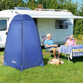 Outsunny Pop up WC stan, 120 x 120 x 190 cm, Mobilní kempingový sprchový stan, Převlékací stan s vnitřní kapsou, Sprchový kout, Polyester， Tmavě modr…