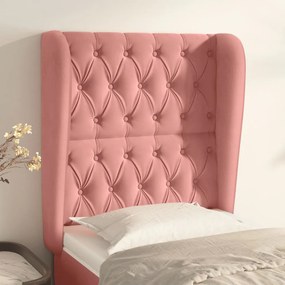 Čelo postele typu ušák růžové 83 x 23 x 118/128 cm samet 3118327