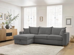 Šedá manšestrová rozkládací rohová pohovka (variabilní) Augustin – Bobochic Paris