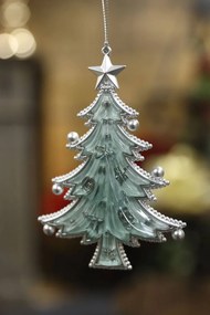 Ledově modrý závěsný vánoční stromek 12cm