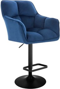 LuxuryForm DESIGN Barová židle AMALFI VELUR na černé kulaté podstavě - modrá